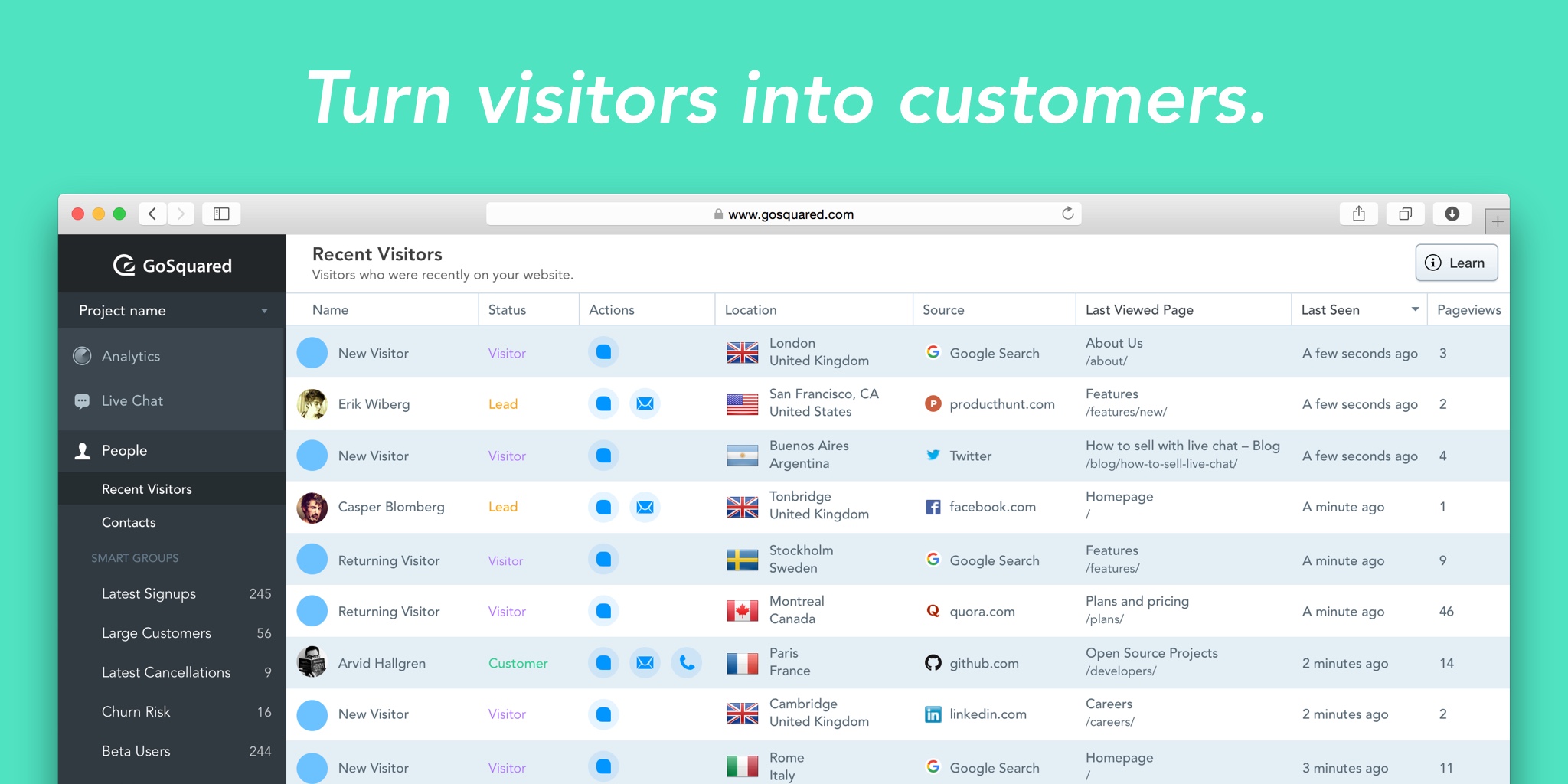 Introducing Visitors + Proactive Live Chat - GoSquared Blog