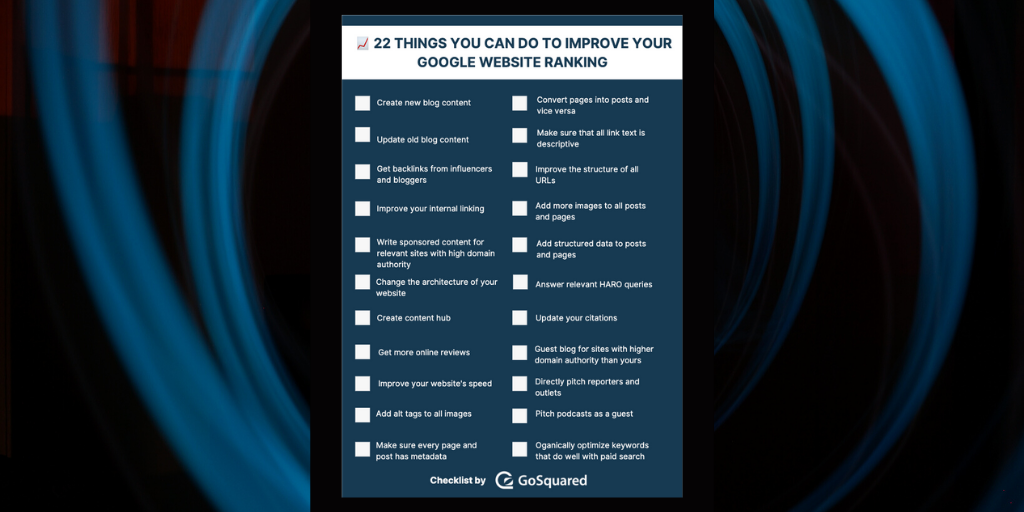 Checklist - Improve your Google website ranking - Resources from GoSquared